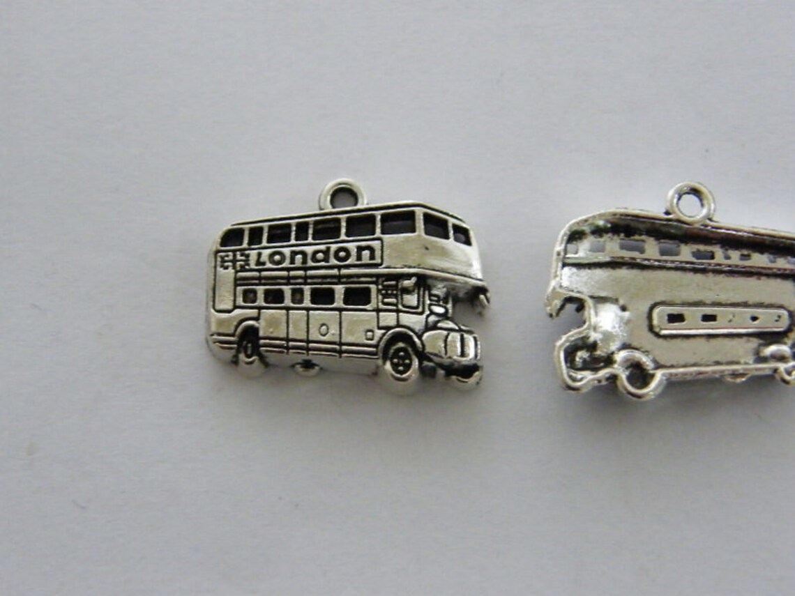 6 London Bus Charms Antique Silver Tone WT17 - Etsy