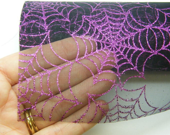 1 Roll Spiderweb Cobweb Purple Glitter Black Netting Fabric - Etsy