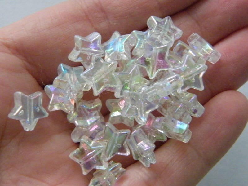 100 Star Beads Clear AB Transparent Acrylic AB81 | Etsy