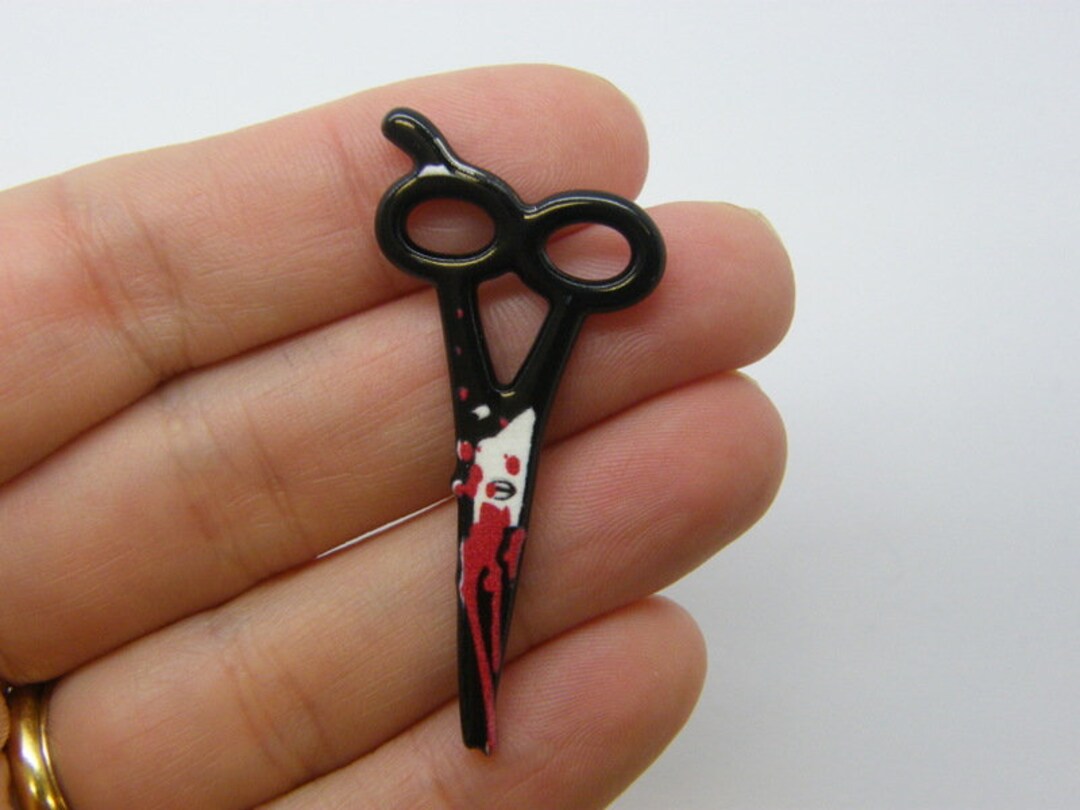 2 Bloody Scissors Halloween Pendants Acrylic HC726 - Etsy