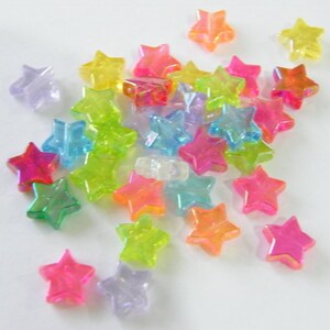 100 Star Beads Random Mixed Transparent AB Acrylic S140 - Etsy