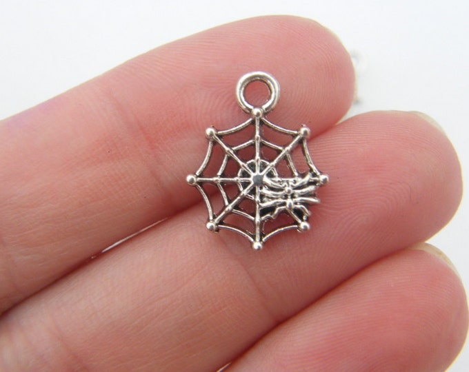 10 Spider in a Spiderweb Charms Tibetan Silver HC124 - Etsy