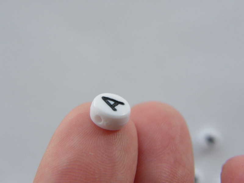 100 Letter A Acrylic Round Alphabet Beads White and Black - Etsy