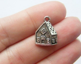 20pcs Gingerbread House Charm Christmas Charm Antique Silver Tone ...