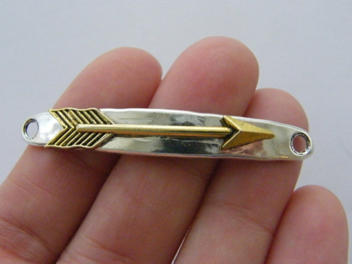 4 Arrow Connector Charms Antique Silver and Gold Tone G88 - Etsy