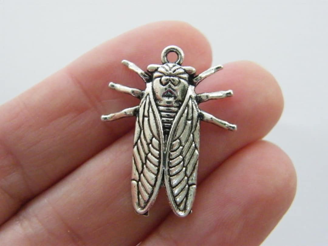 6 Insect Cicada Pendants Antique Silver Tone A1000 - Etsy