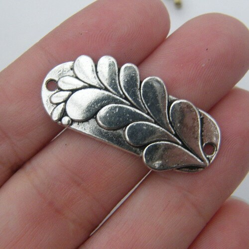 2 Leaf Charms Antique Silver Tone L112 - Etsy