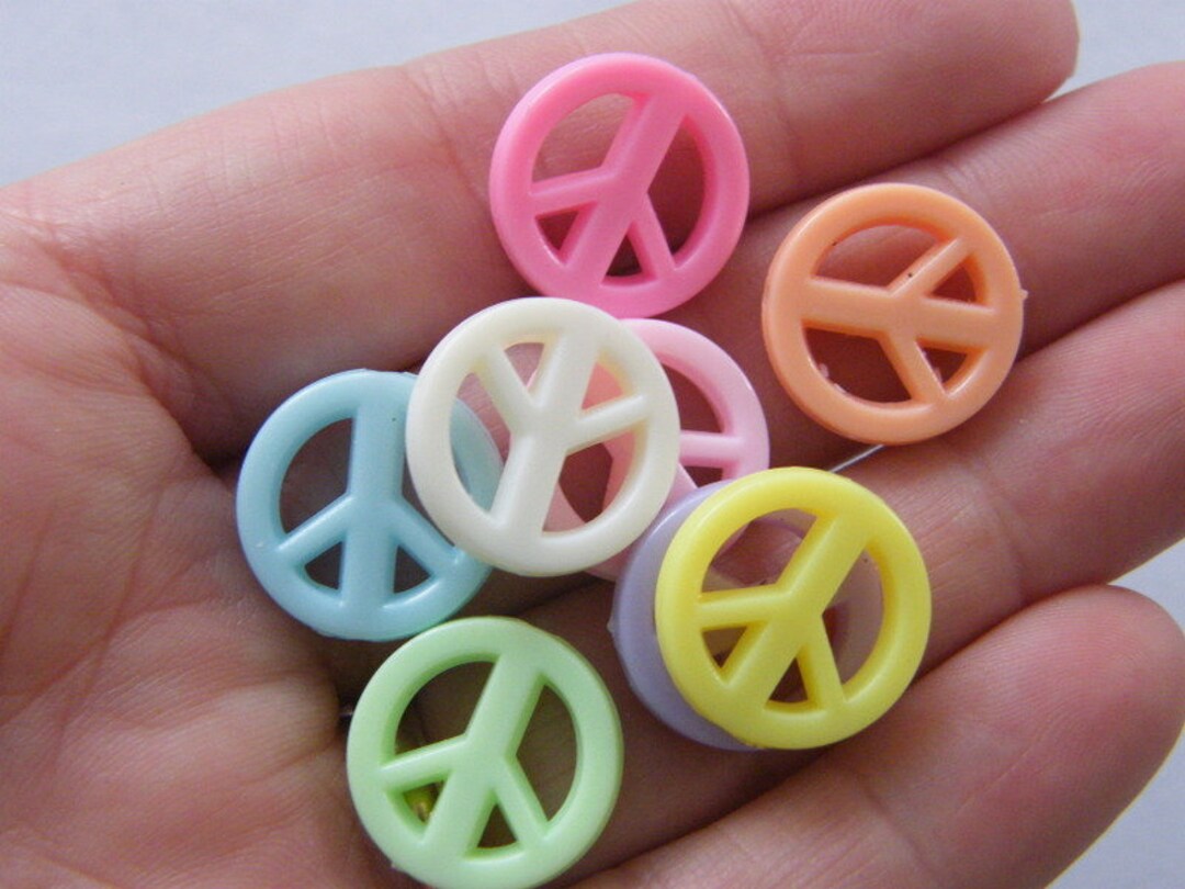 50 Peace Sign Beads Random Mixed 17mm Acrylic BB482 - Etsy