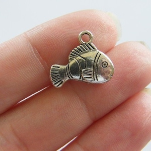 6 Clown Fish Charms Antique Silver FF34 - Etsy