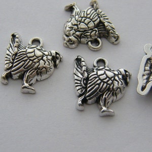 4 Turkey Charms Antique Silver Tone B153 - Etsy