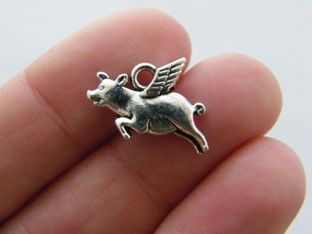 8 Flying Pig Charms Antique Silver Tone A1030 - Etsy