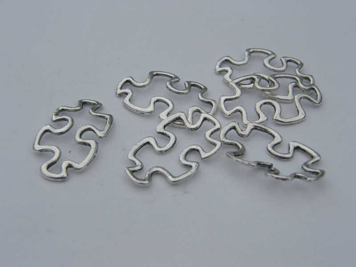 BULK 30 Puzzle Piece Connector Charms Silver Plated Tone P125 - Etsy
