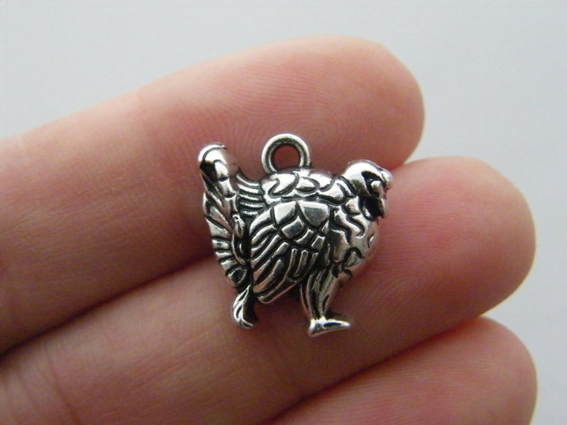 4 Turkey Charms Antique Silver Tone B153 - Etsy