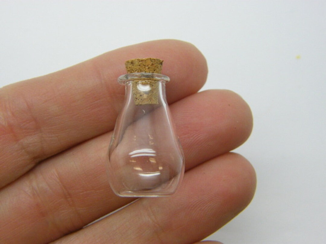 2 Mini Glass Bottles With Corks Clear M259 - Etsy
