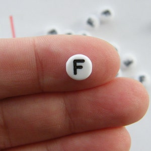100 Letter F Acrylic Round Alphabet Beads White and Black - Etsy