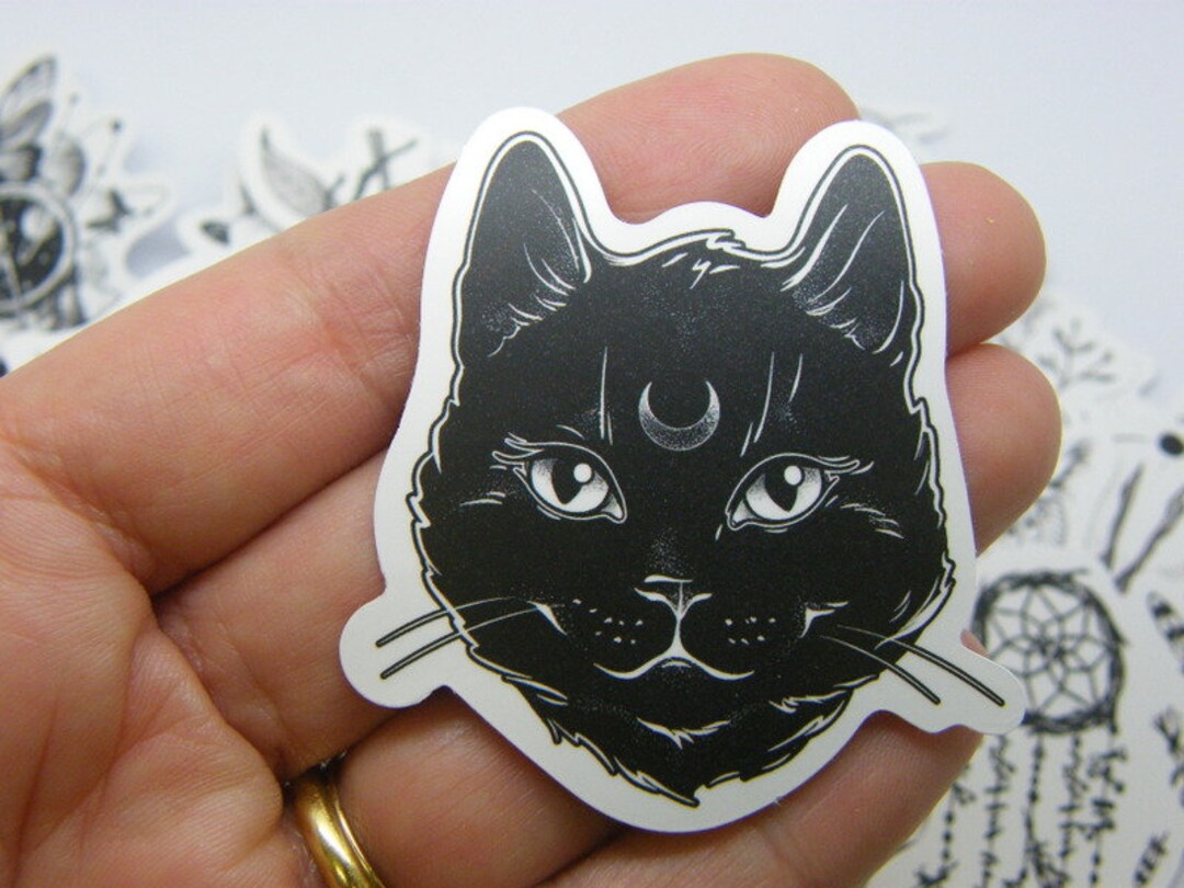 50 Wicca Themed Stickers Random Mixed Paper Black White 03 - Etsy