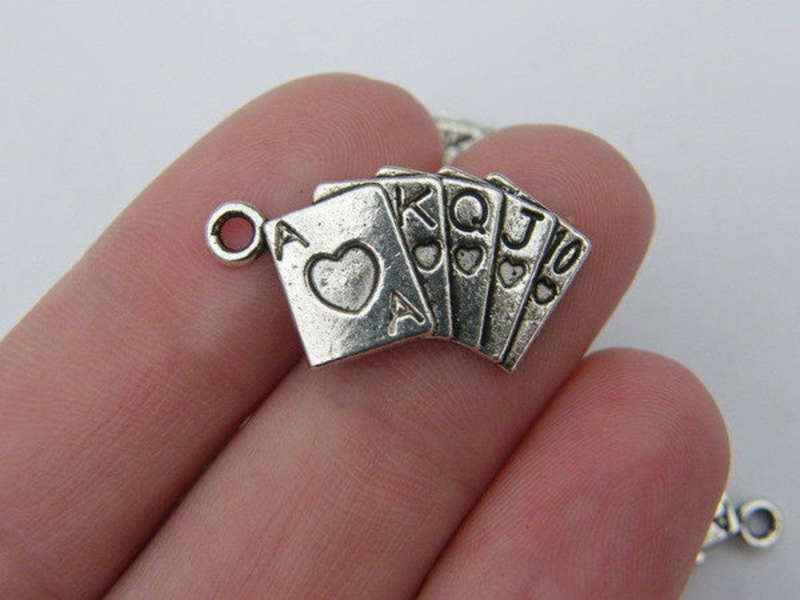 8 Poker Playing Card Charms Antique Silver Tone P280 - Etsy