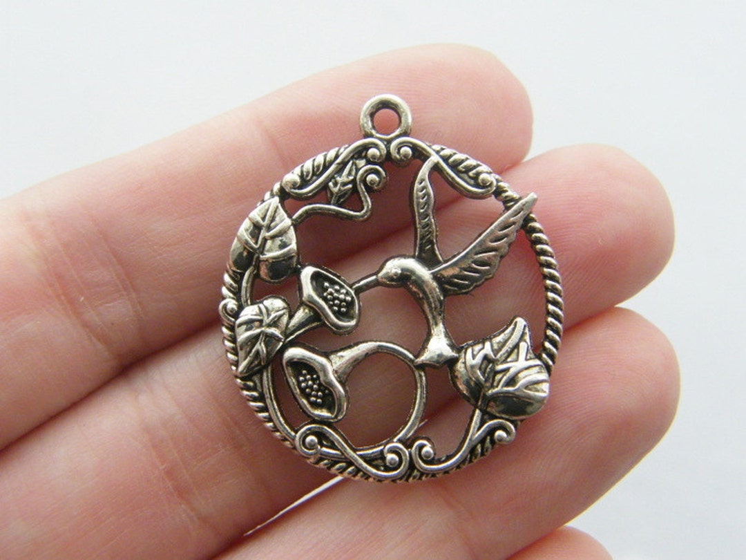 4 Humming Bird Charms Antique Silver Tone B141 - Etsy