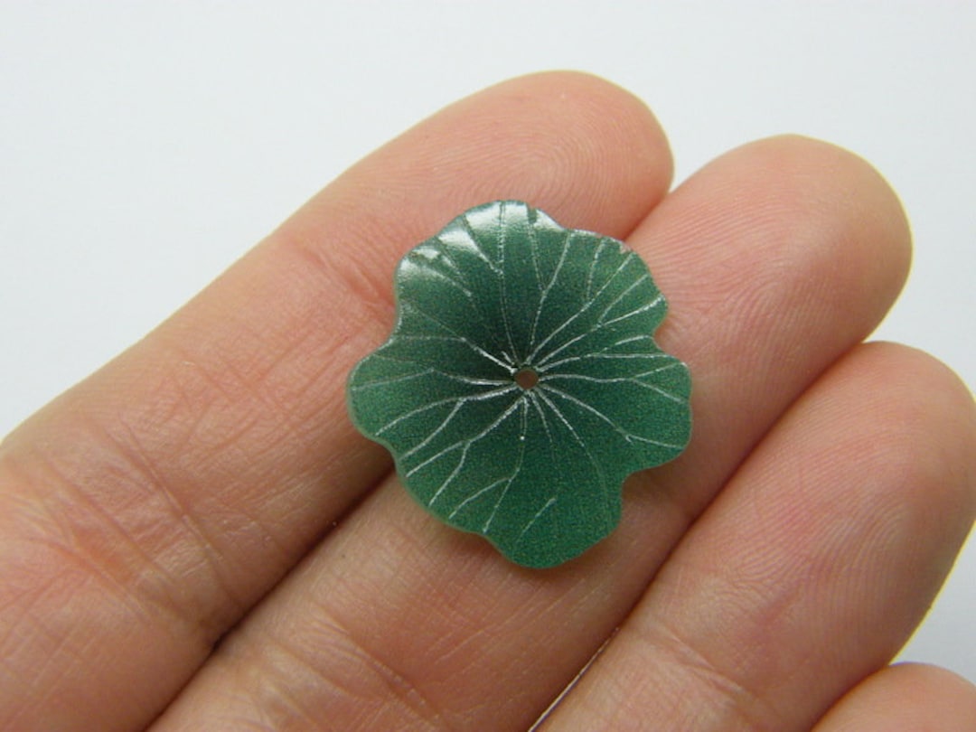 4 Water Lily Leaf Pad Bead Green Acrylic L124 - Etsy