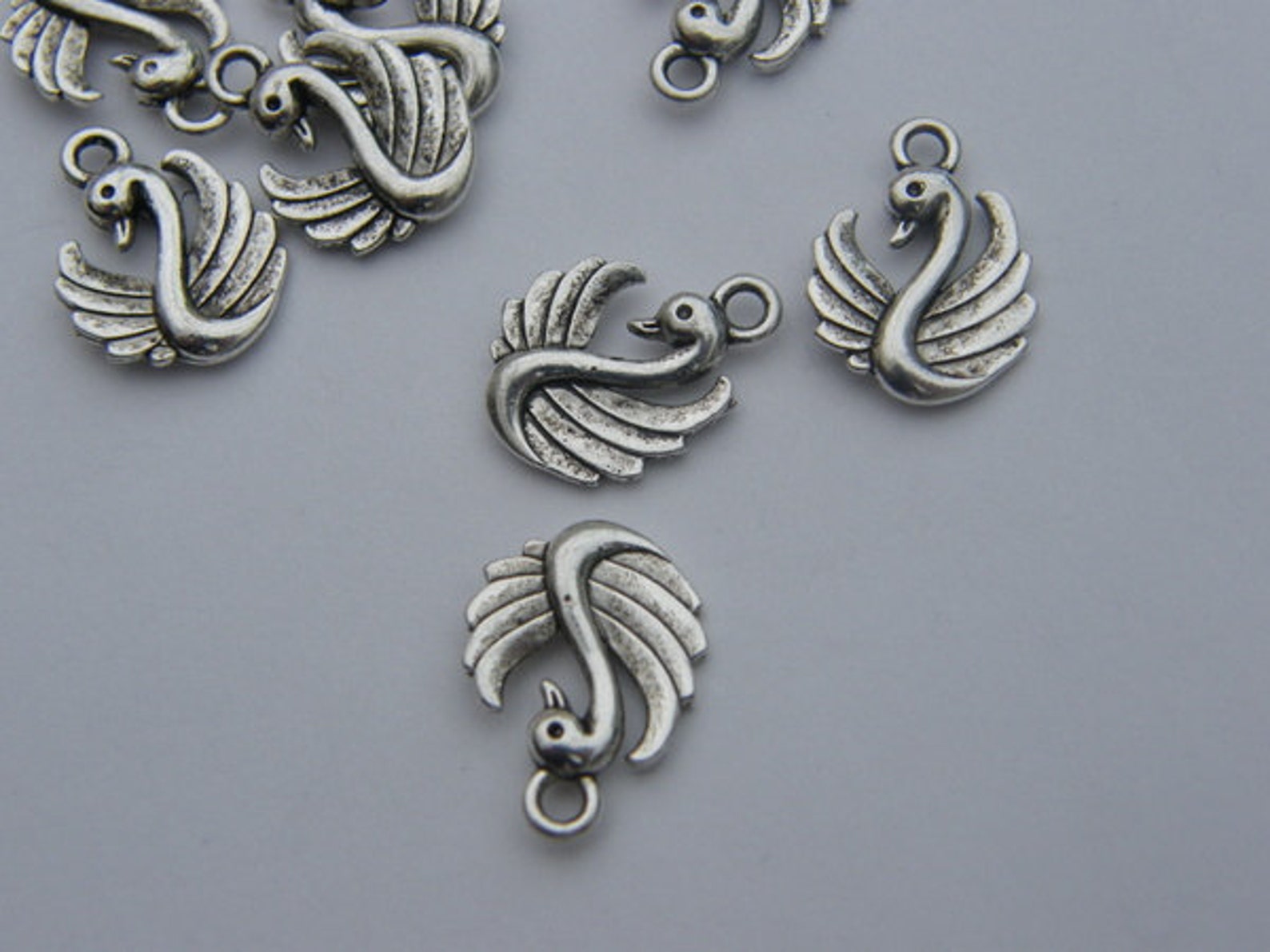 BULK 50 Swan Charms Tibetan Silver B9 | Etsy