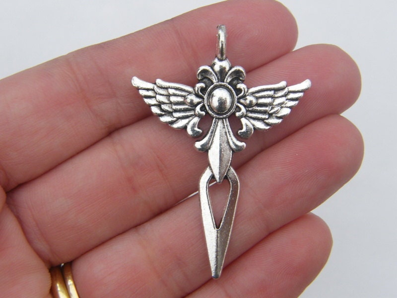 BULK 20 Wing Cross Sword Pendants Antique Silver Tone C9 - Etsy