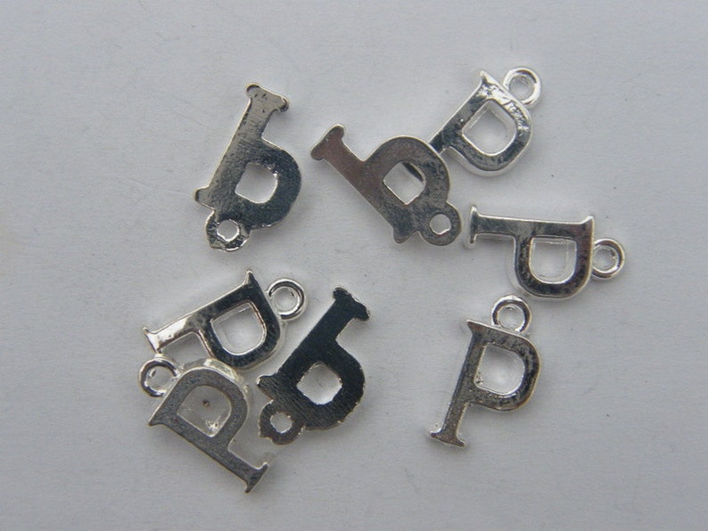 BULK 30 Letter P alphabet charms 15 x 9mm silver plated | Etsy