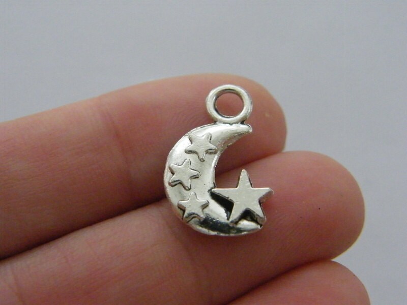BULK 50 Moon Star Charms Antique Silver Tone M13 - Etsy