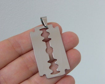 Razor Blade Necklace, Men's Necklace, Stainless Steel Razor Blade ...