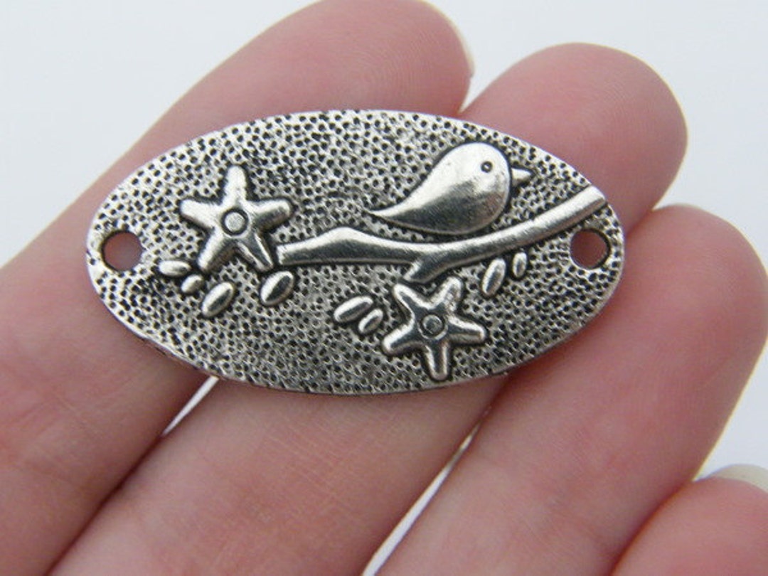 4 Bird Connectors Antique Silver Tone B75 - Etsy