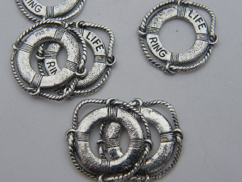 8 Life Ring Pendants Antique Silver Tone FF672 - Etsy