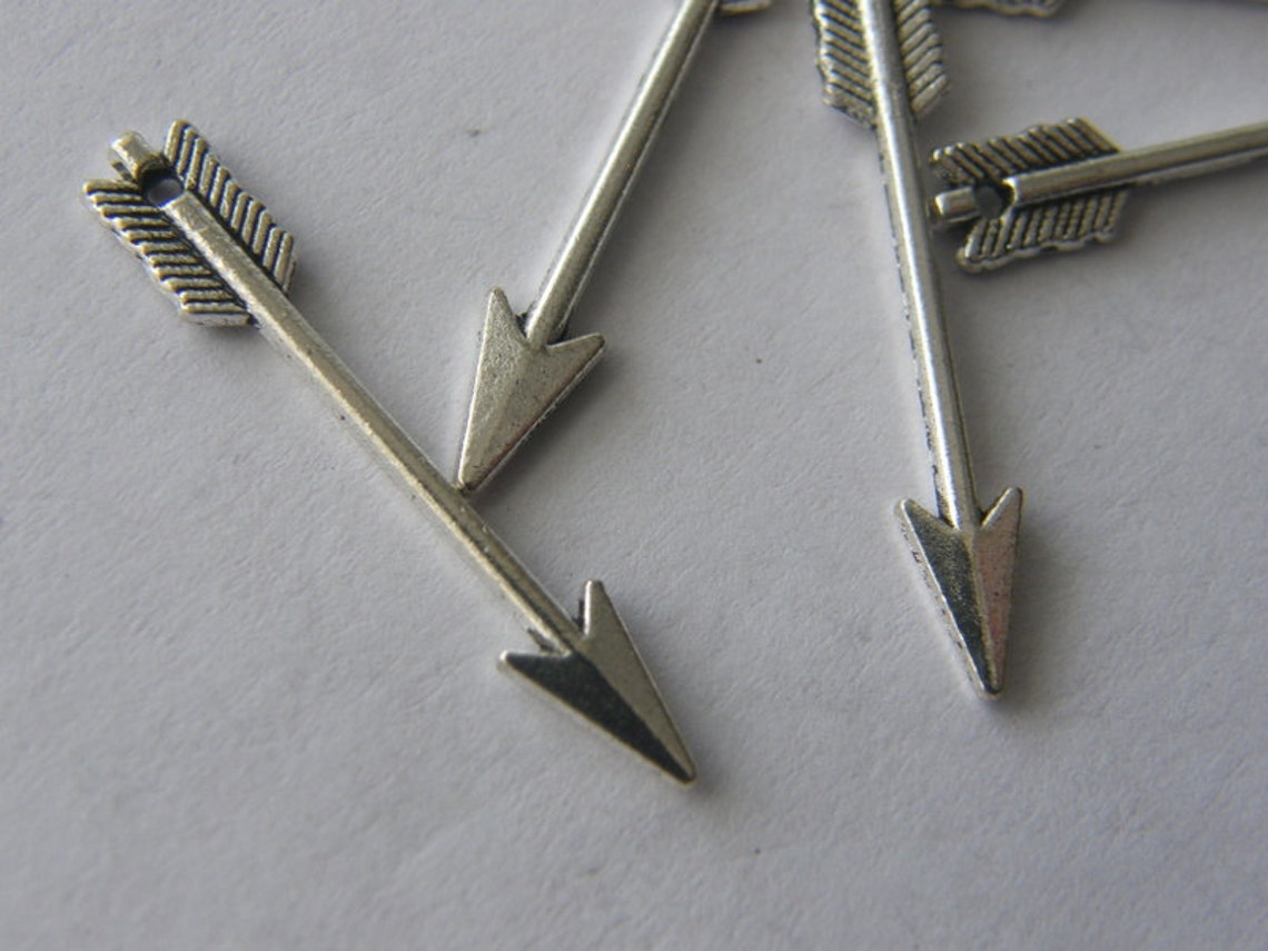 10 Arrow Charms Antique Silver Tone G45 - Etsy