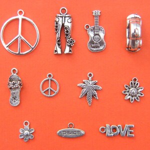 The Hippie Peace Charm Collection 11 different antique | Etsy