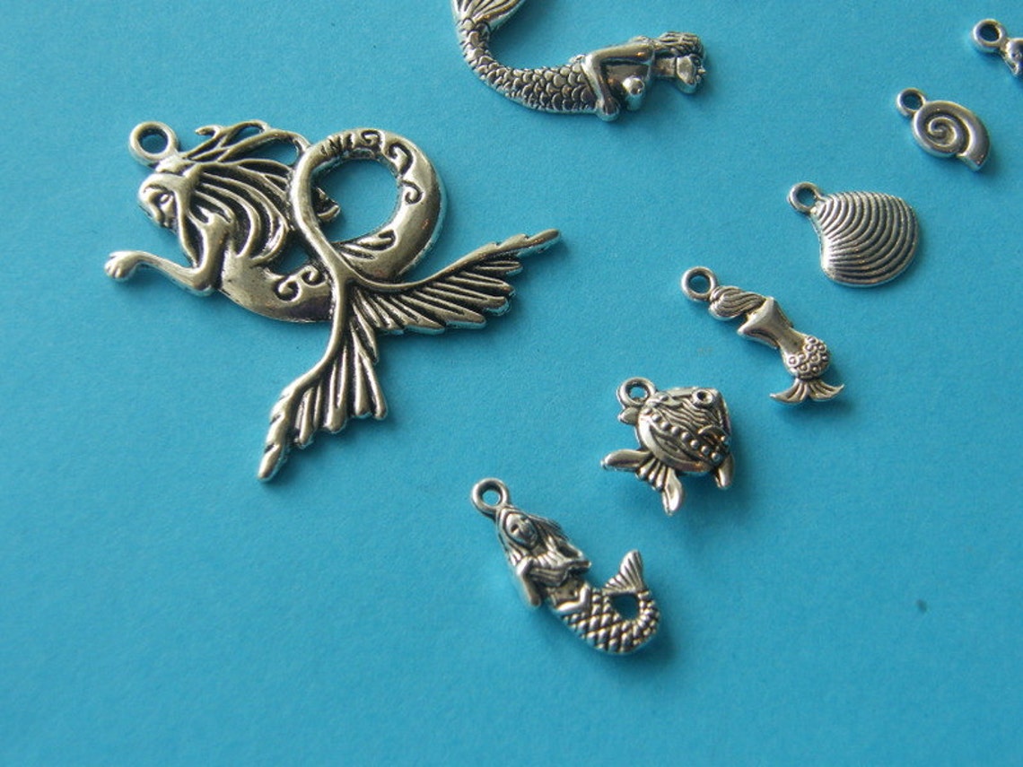 The Big Mermaid Collection 9 Different Antique Silver Tone - Etsy
