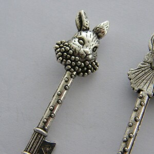 2 White Rabbit Key Pendants Antique Silver Tone K20 - Etsy