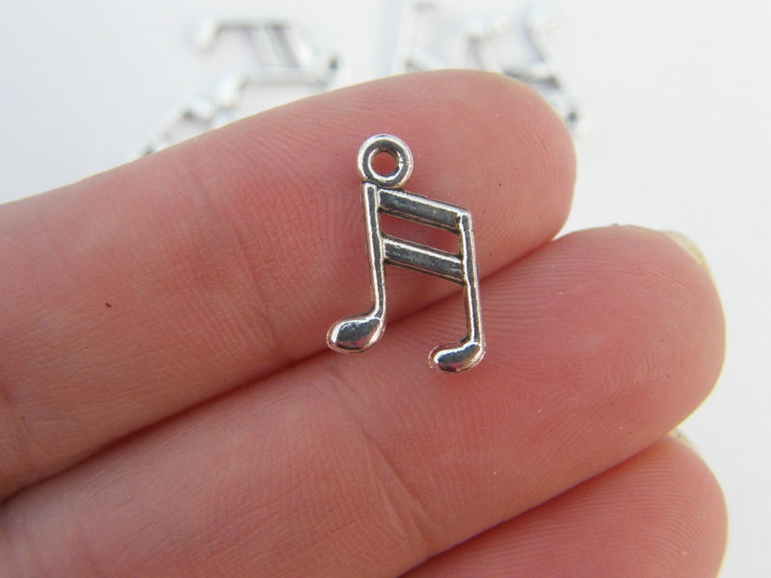 16 Music Note Charms Antique Silver Tone MN1 - Etsy