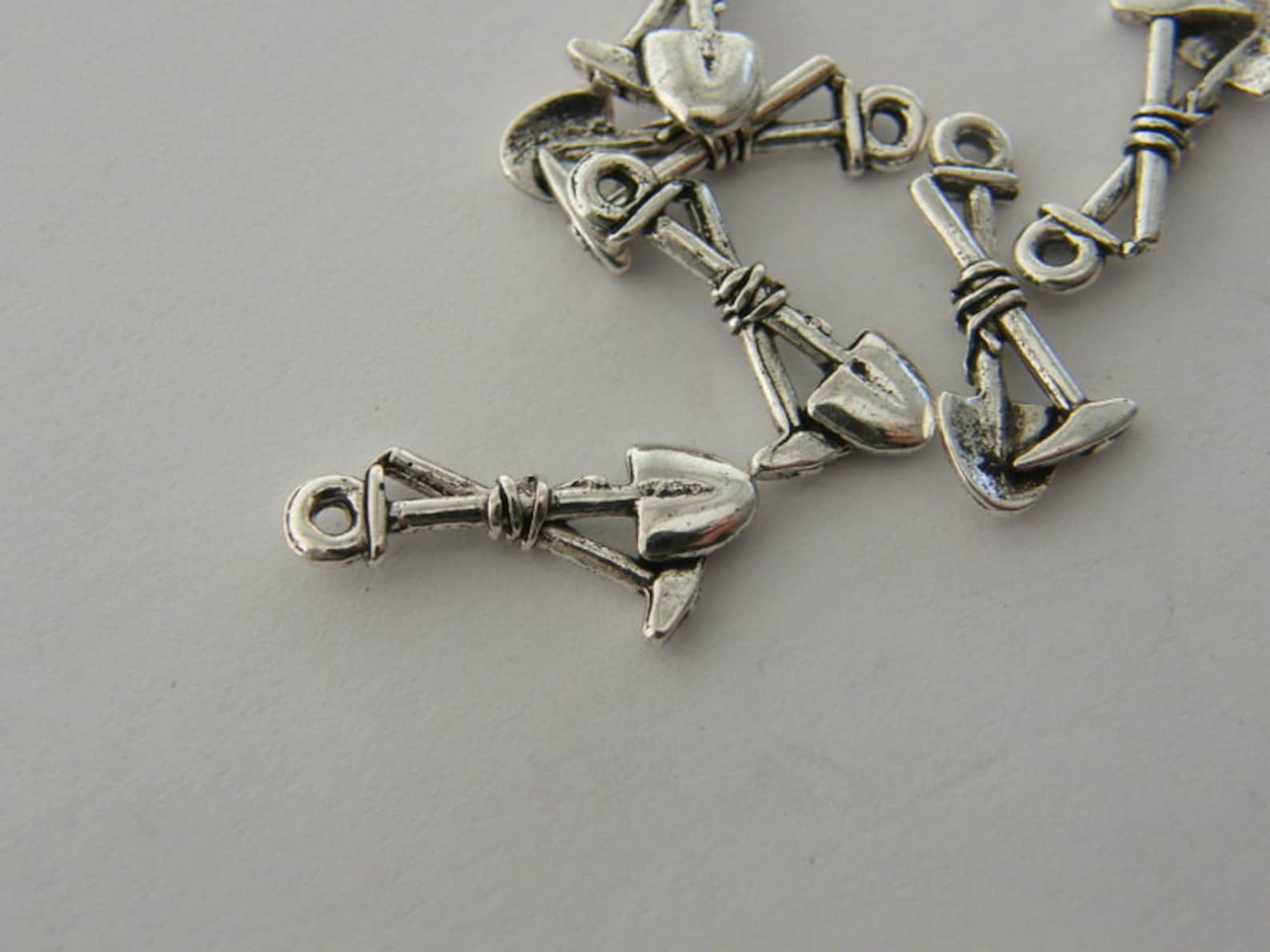 12 Spade and Pick Charms Antique Silver Tone P451 - Etsy
