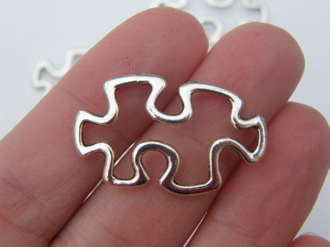 BULK 30 Puzzle Piece Connector Charms Silver Plated Tone P125 SALE 50% ...