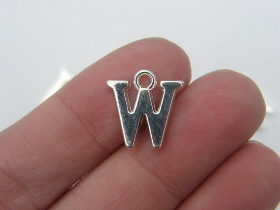 8 Letter W alphabet charms silver plated | Etsy