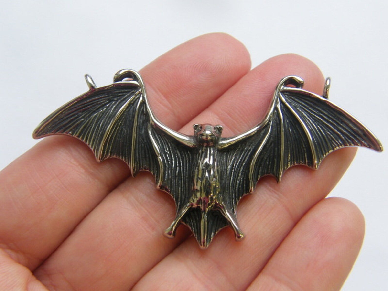 1 Bat Connector Charm Antique Silver Tone Stainless Steel - Etsy