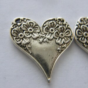 4 Heart Charms Antique Silver Tone H46 - Etsy