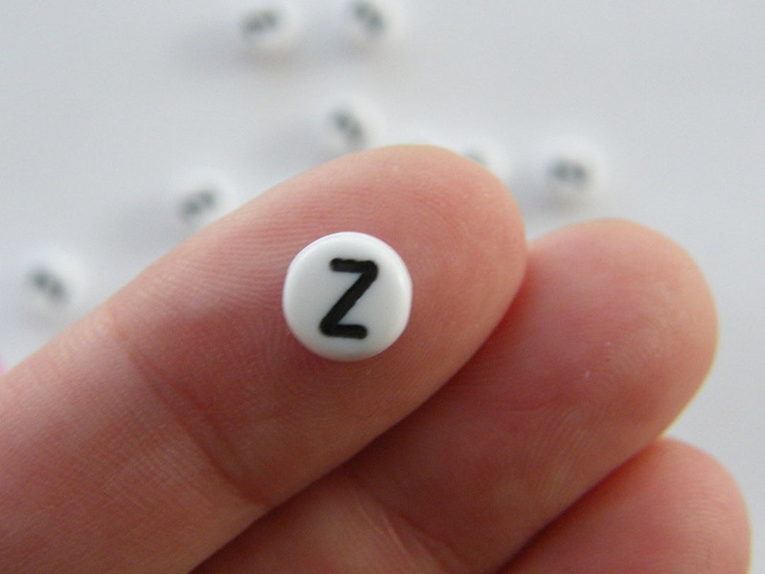 100 Letter Z Acrylic Round Alphabet Beads White and Black - Etsy