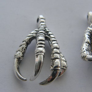 4 Bird Talon Charms Antique Silver Tone B104 - Etsy