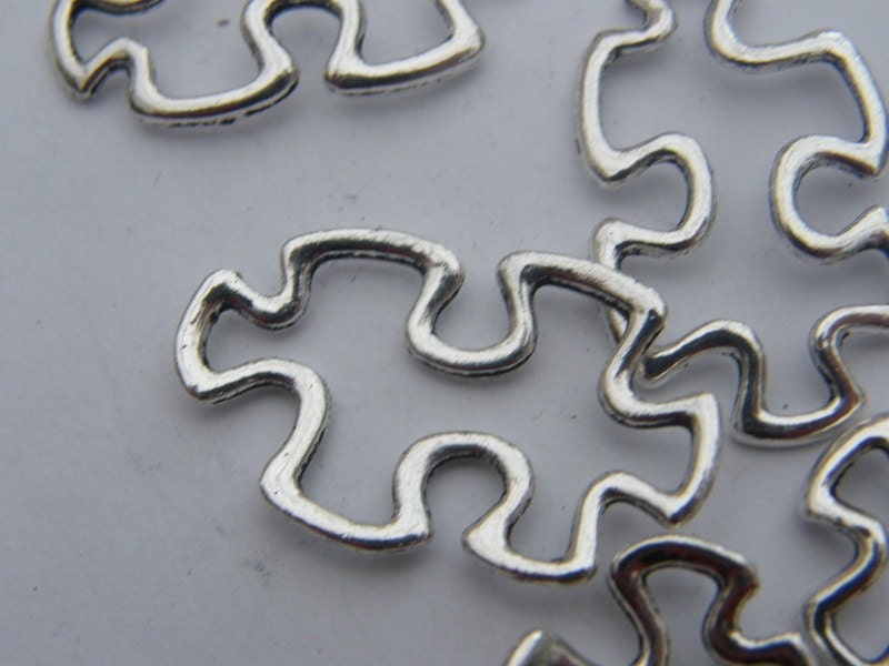BULK 30 Puzzle Piece Connector Charms Silver Plated Tone P125 - Etsy