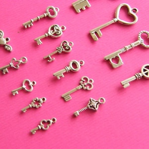 The Ultimate Key Charms Collection - 15 Different Antique Silver Tone ...