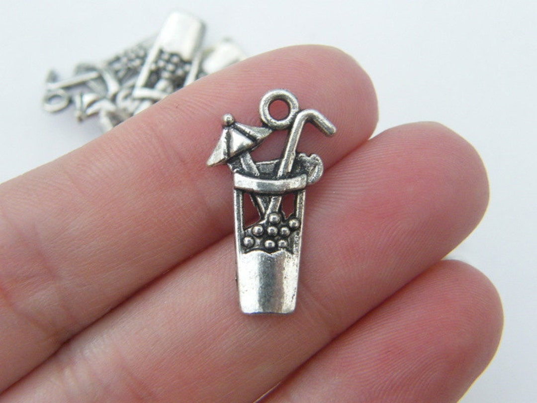 8 Cocktail Charms Antique Silver Tone FD35 - Etsy