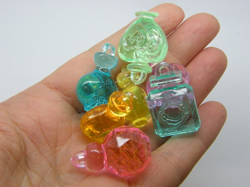 10 Bottle of Perfume Pendants Random Mixed Transparent Acrylic - Etsy