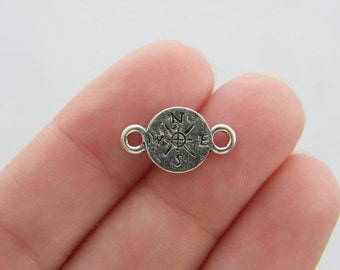 10 Small Compass Charms Rustic Varying Contrast Atq Silver - Etsy