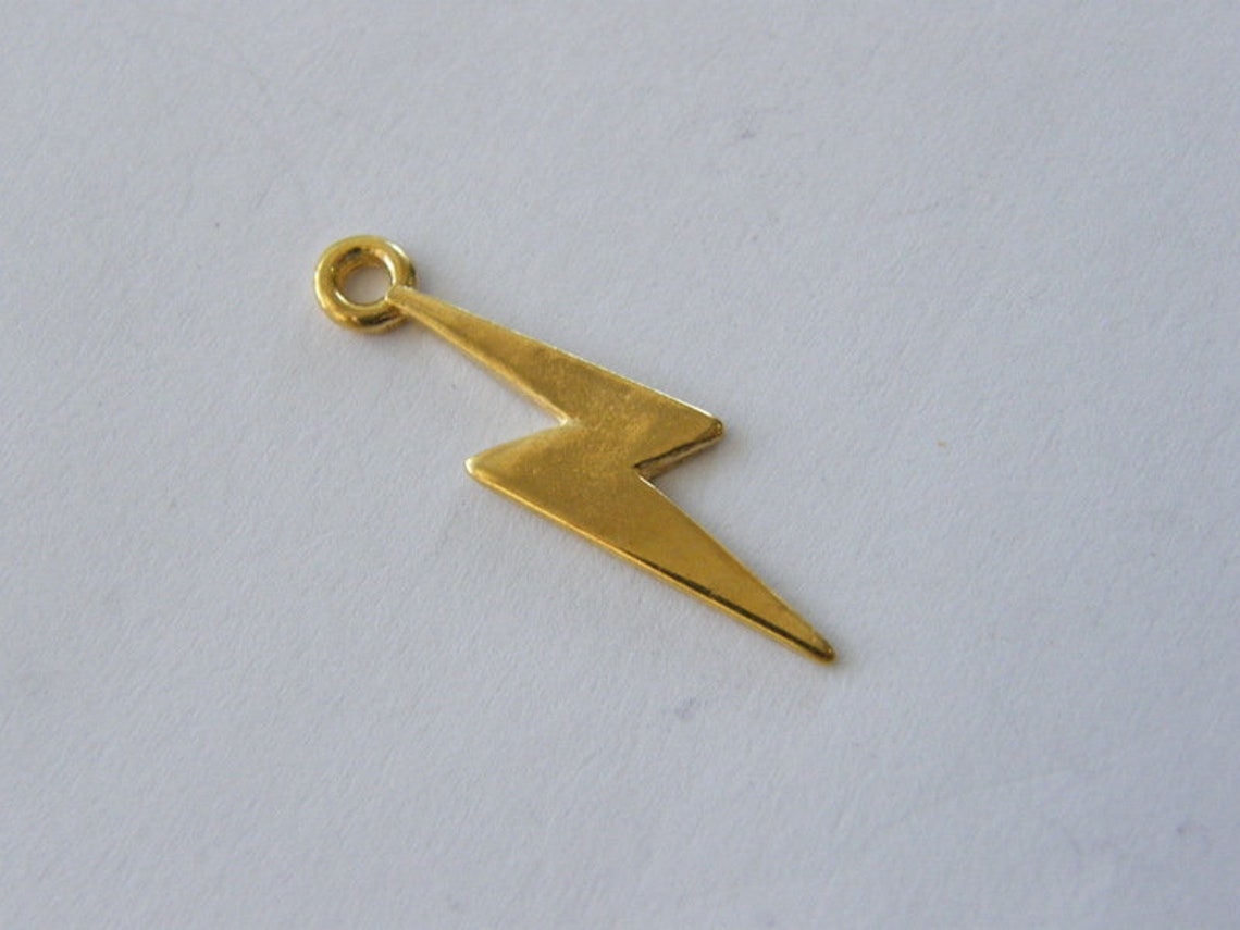 8 Lightning Bolt Charms Gold Tone S250 - Etsy