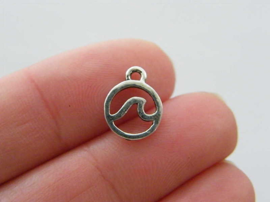 12 Wave Charms Antique Silver Tone FF550 - Etsy