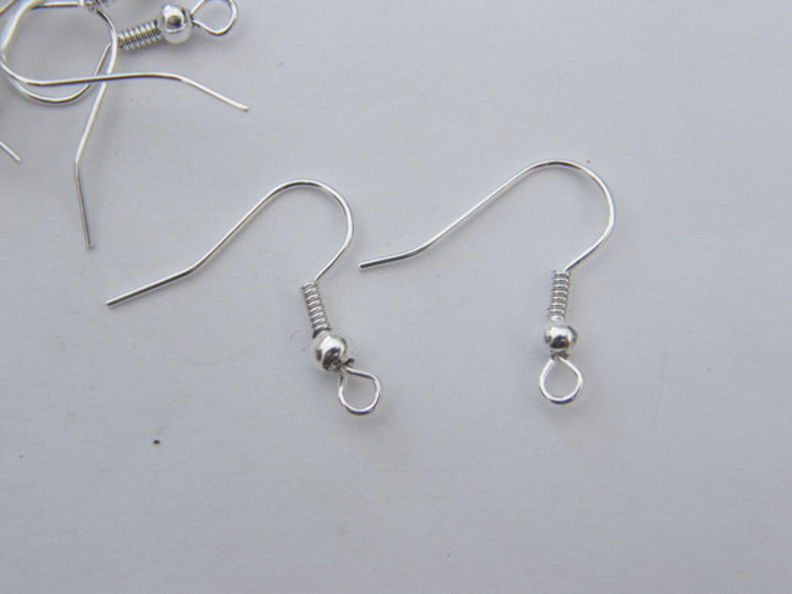 50 Earring Hooks 18mm With Ball and Wire Silver Plated Tone - Etsy